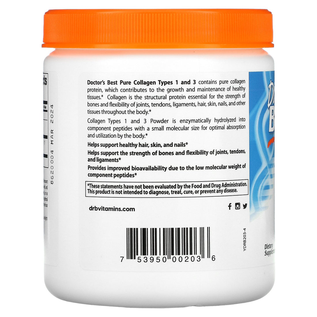Doctor's Best Pure Collagen Types 1 and 3 Powder, 7.1 oz (200 g)