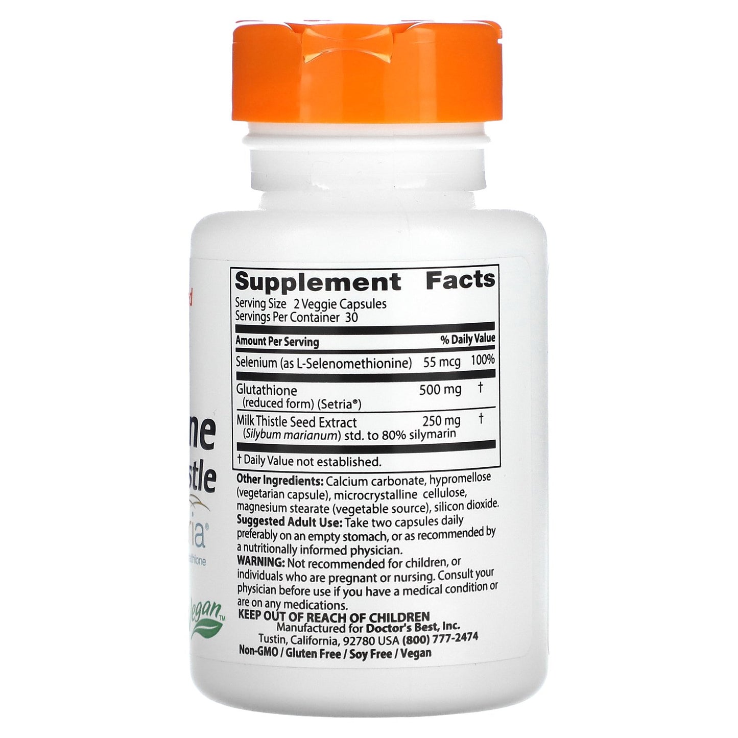 Doctor's Best Glutathione + Milk Thistle , 60 Veggie Caps