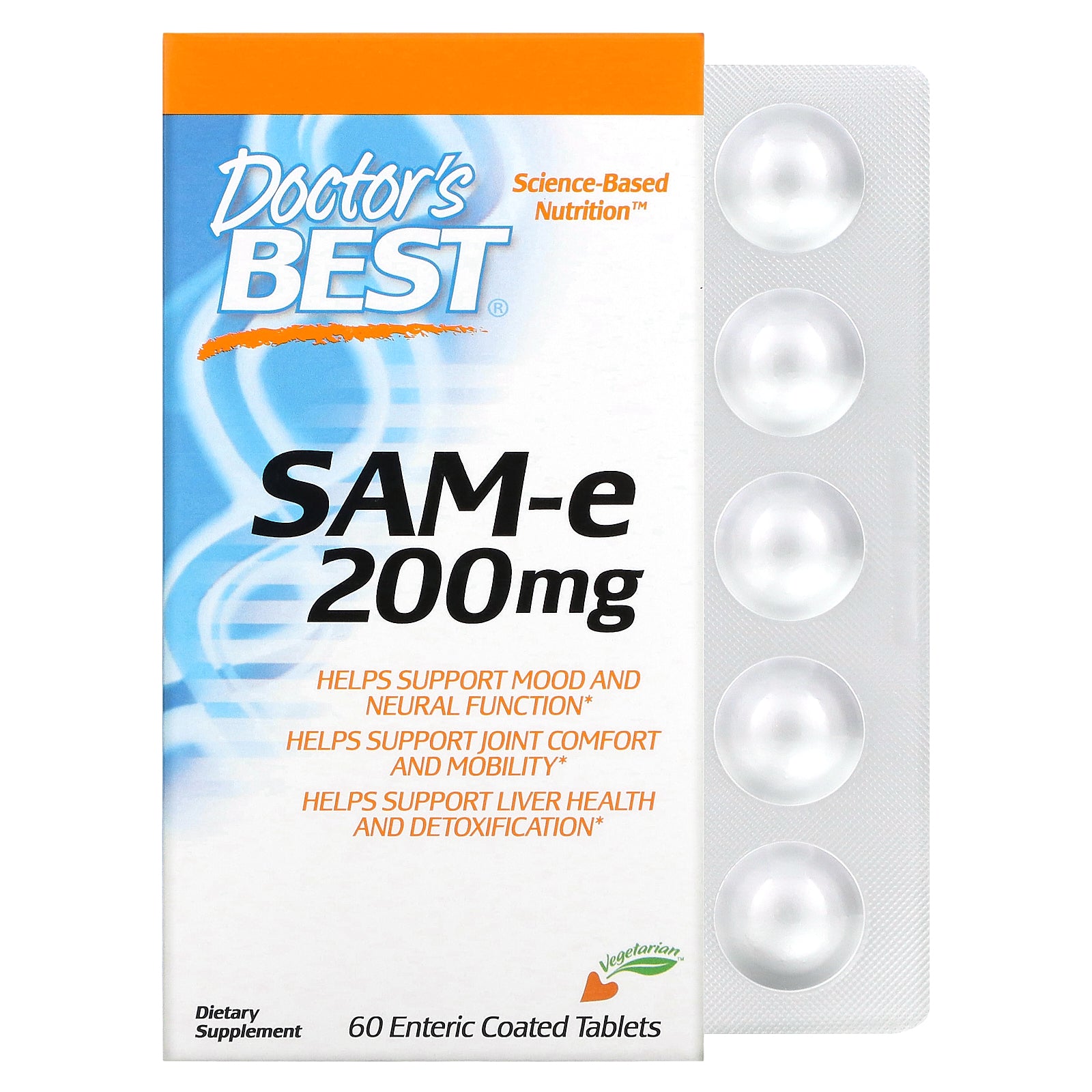 Doctor's Best SAM-e, 200 mg, 60 Enteric Coated Tablets