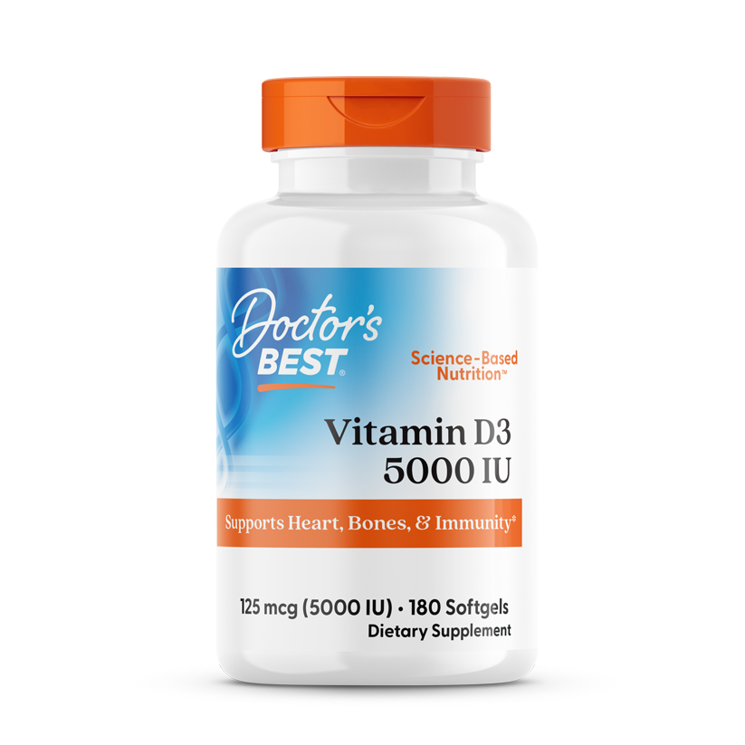 Doctor's Best Vitamin D3, 125 mcg (5,000 IU), 180 Softgels