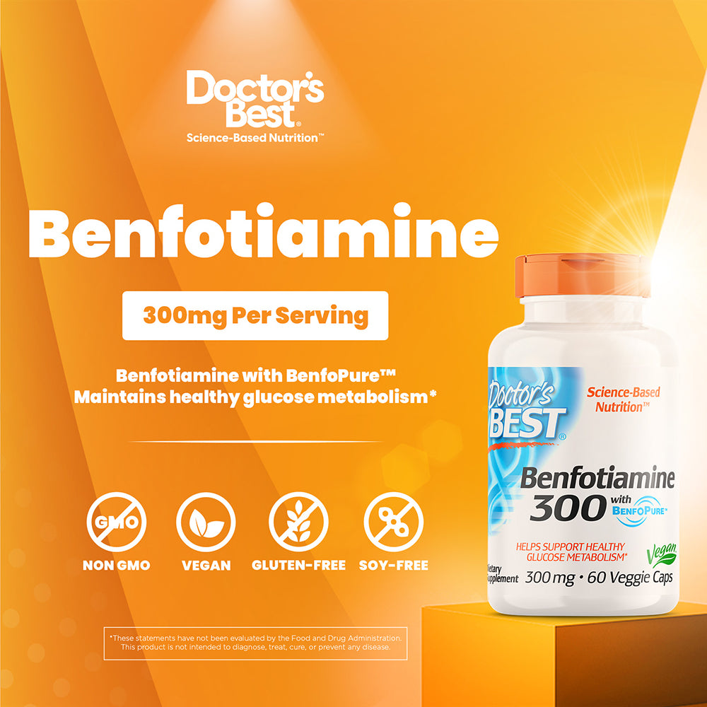 Doctor's Best Benfotiamine with BenfoPure, 300 mg, 60 Veggie Caps