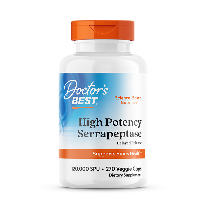 Doctor's Best High Potency Serrapeptase, 120,000 SPU, 270 Veggie Caps