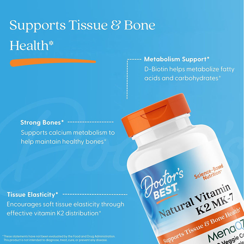 Doctor's Best Natural Vitamin K2 MK-7 with MenaQ7, 100 mcg, 60 Veggie