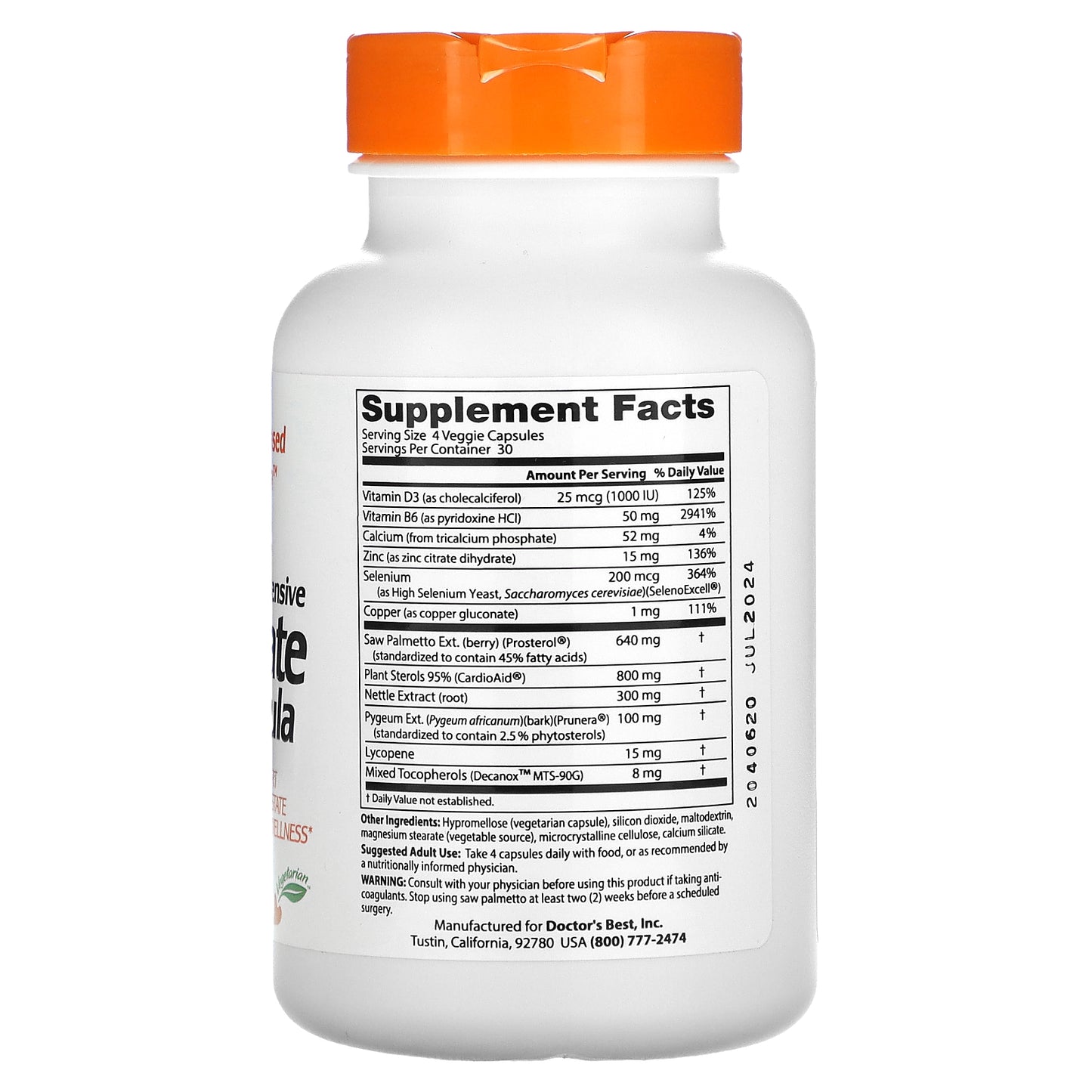 Doctor's Best Comprehensive Prostate Formula, 120 Veggie Caps